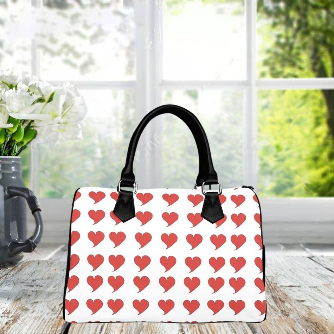 Heart Design Handbag, Purse With Red Heart Print, Gift for Her ...