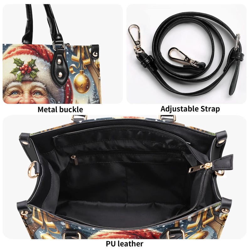 Vintage Santa Ladies Handbag With Removable Strap, Christmas Faux ...