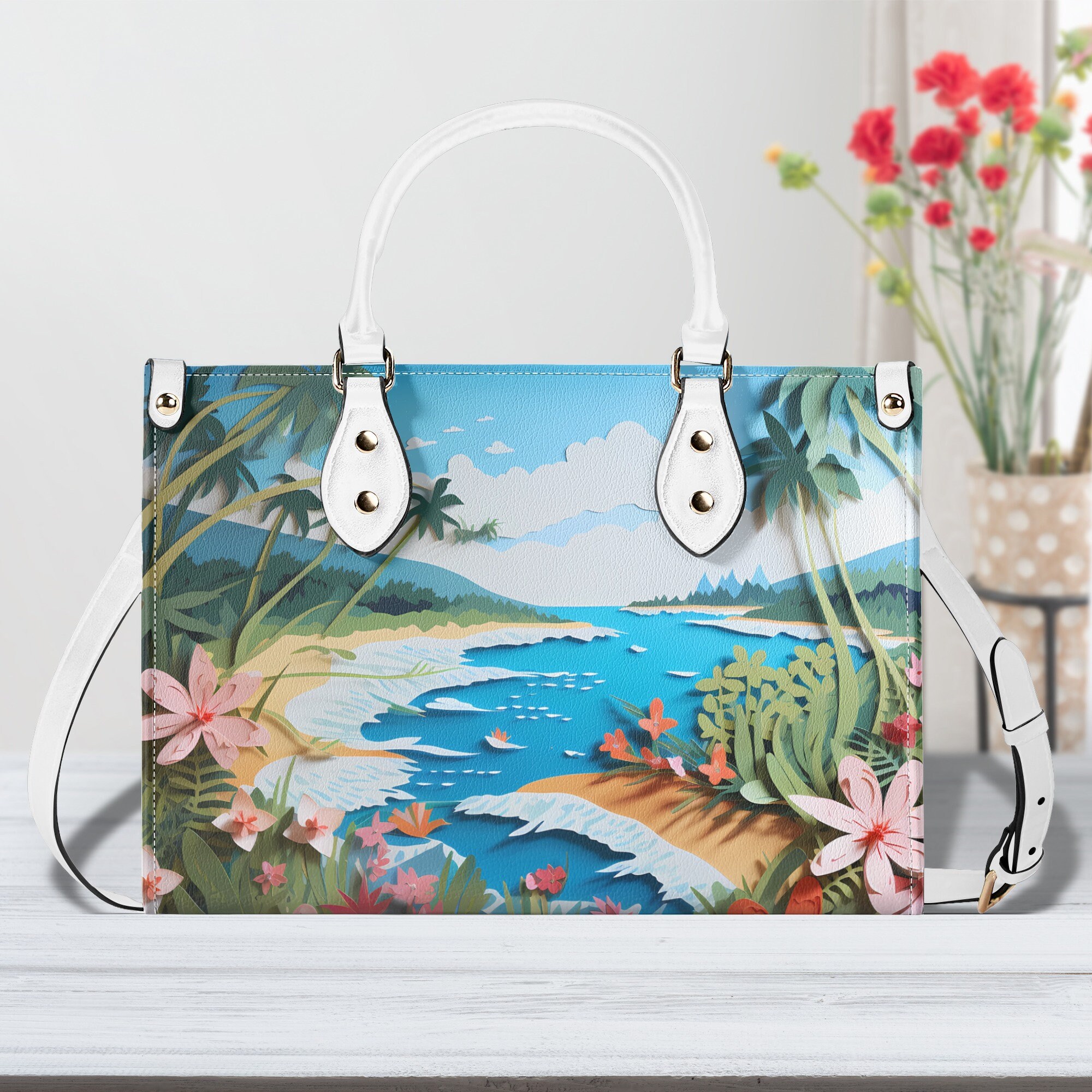 Tropical Beach Purse, Island-inspired Handbag, Vibrant Summer Fashion ...