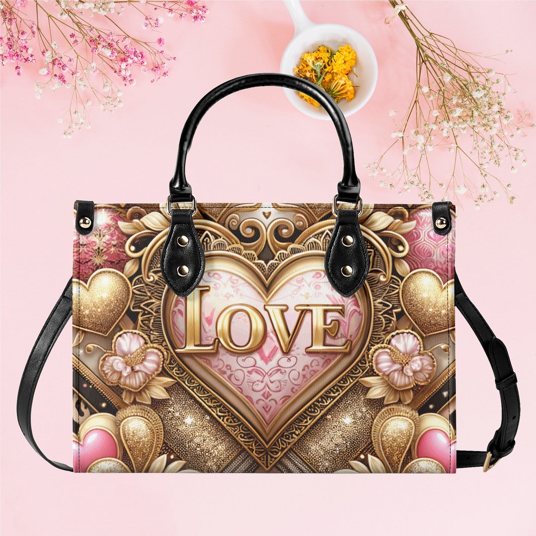Pink and Gold Heart Purse, Love Handbag, Romantic Fashion Accessory ...