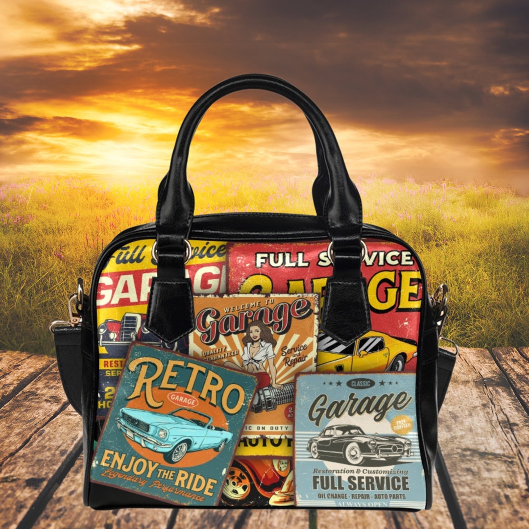 Retro Car Handbag, Vintage Car Design Purse, Faux Leather Handbag, Car ...