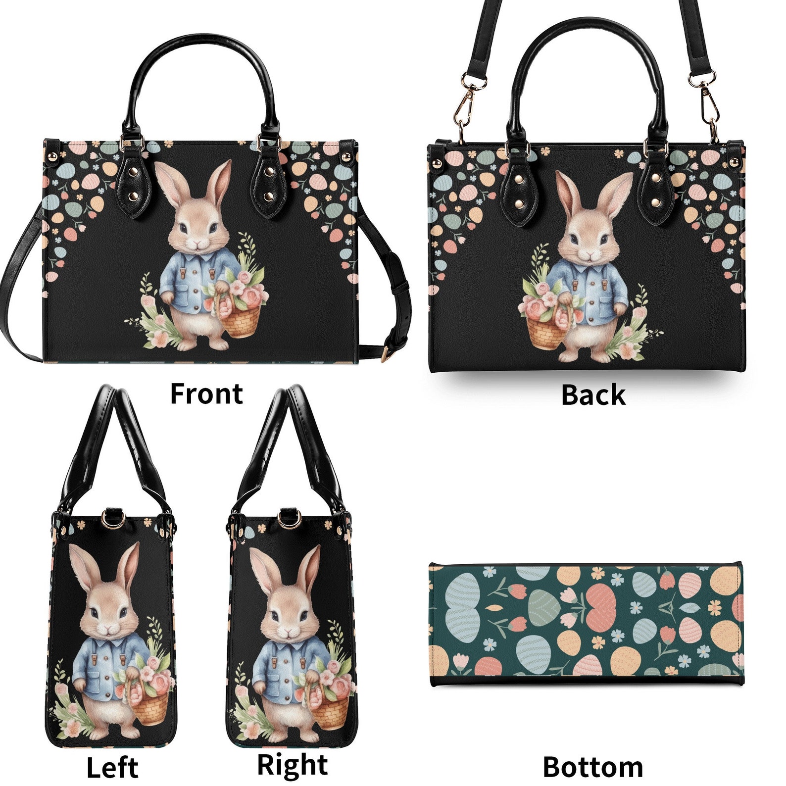 Easter Handbag, Bunny Design Purse, Spring Flower Handbag, Ladies ...