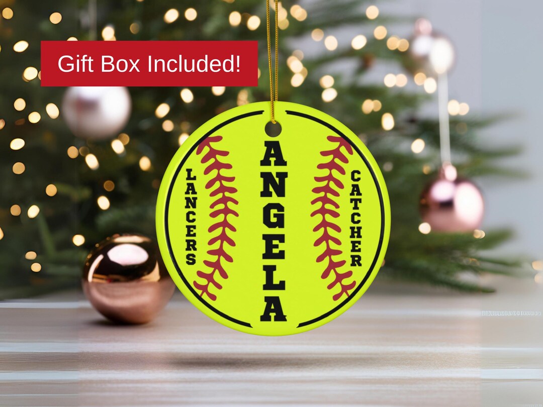 Personalized Softball Ornament, Custom Sports Christmas Tree Decoration ...