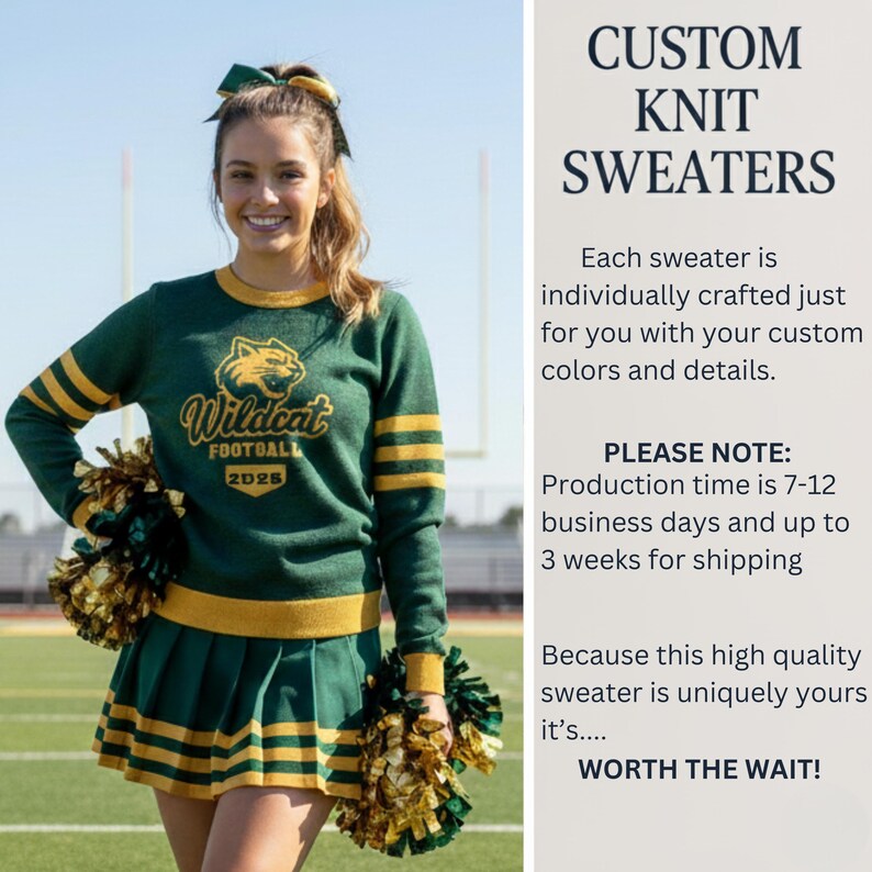 Custom Knit Varsity Sweater, Mascot Clothing, Team Colors - Etsy