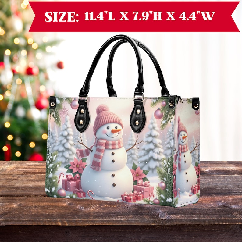 Snowman Design Ladies Handbag With Removable Strap, Christmas Faux ...