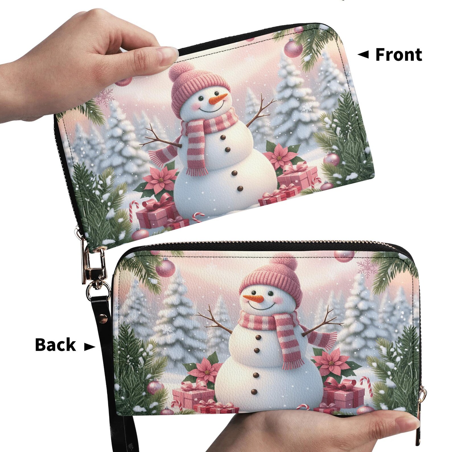 Snowman Design Ladies Handbag With Removable Strap, Christmas Faux ...