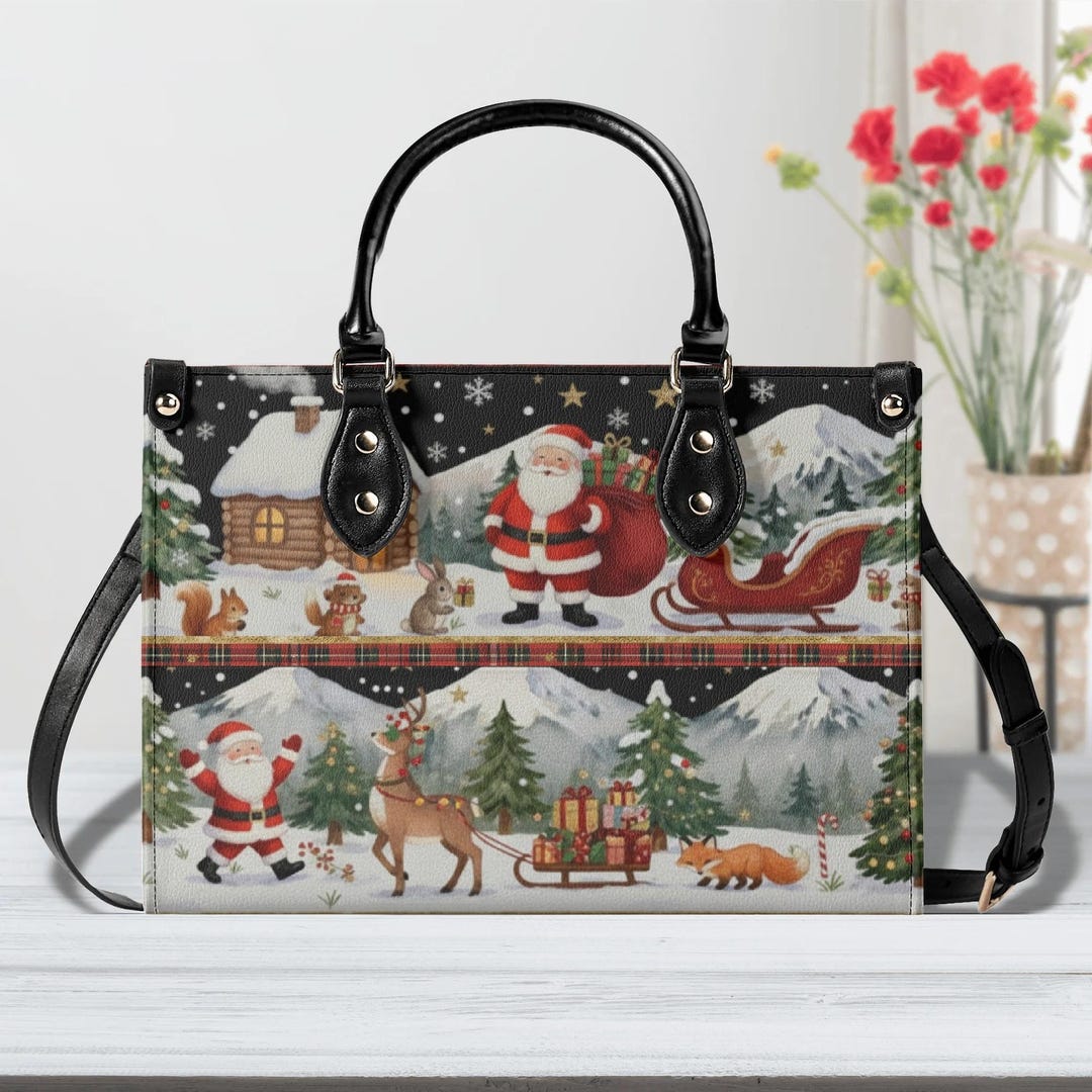 Christmas Handbag, Faux Leather Santa Purse With Strap - Etsy