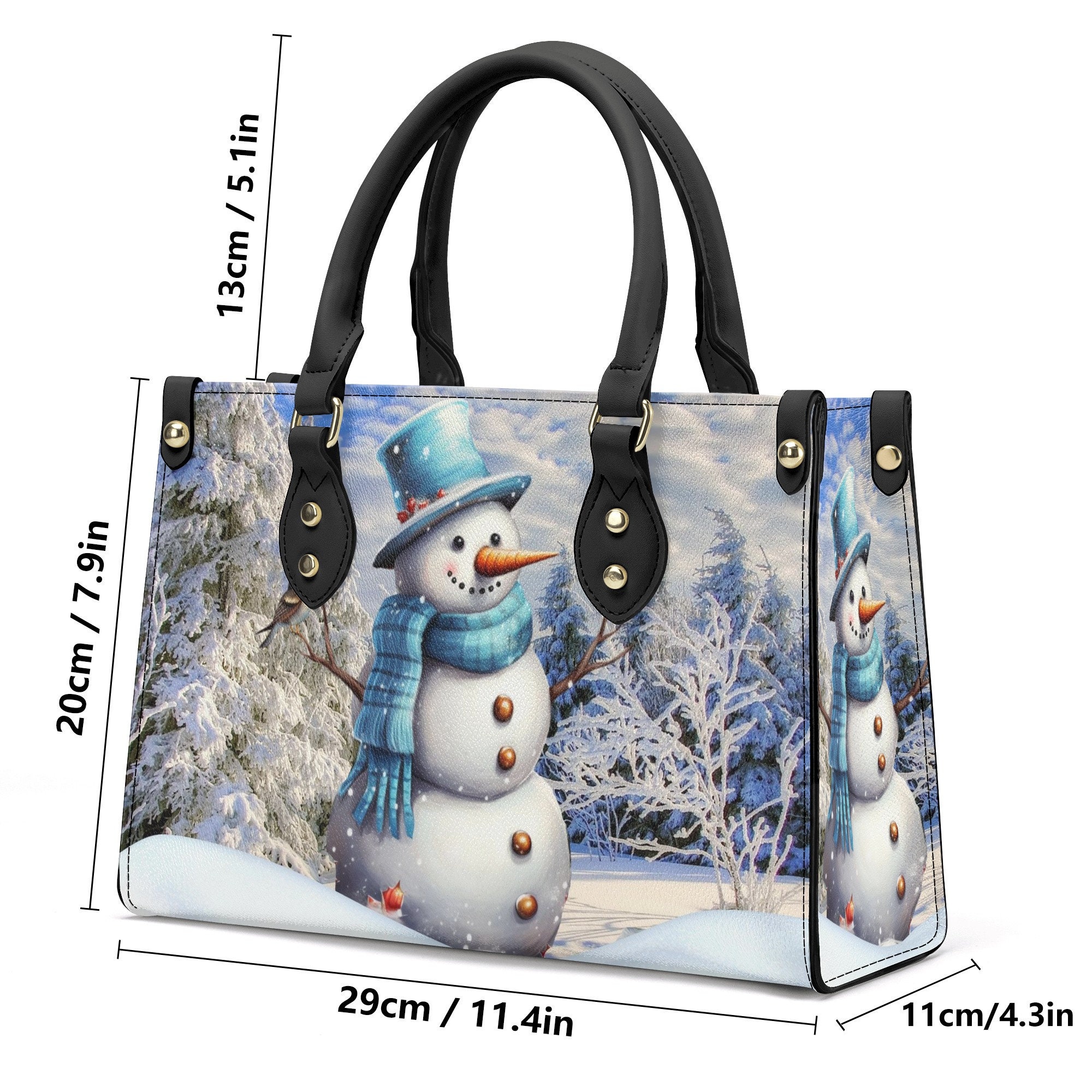 Winter Snowman PU Leather Handbag, Holiday Purse - Etsy