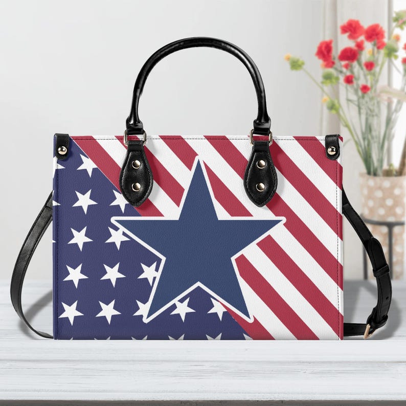 Patriotic American Flag Handbag, USA Stars and Stripes Purse, 4th of ...