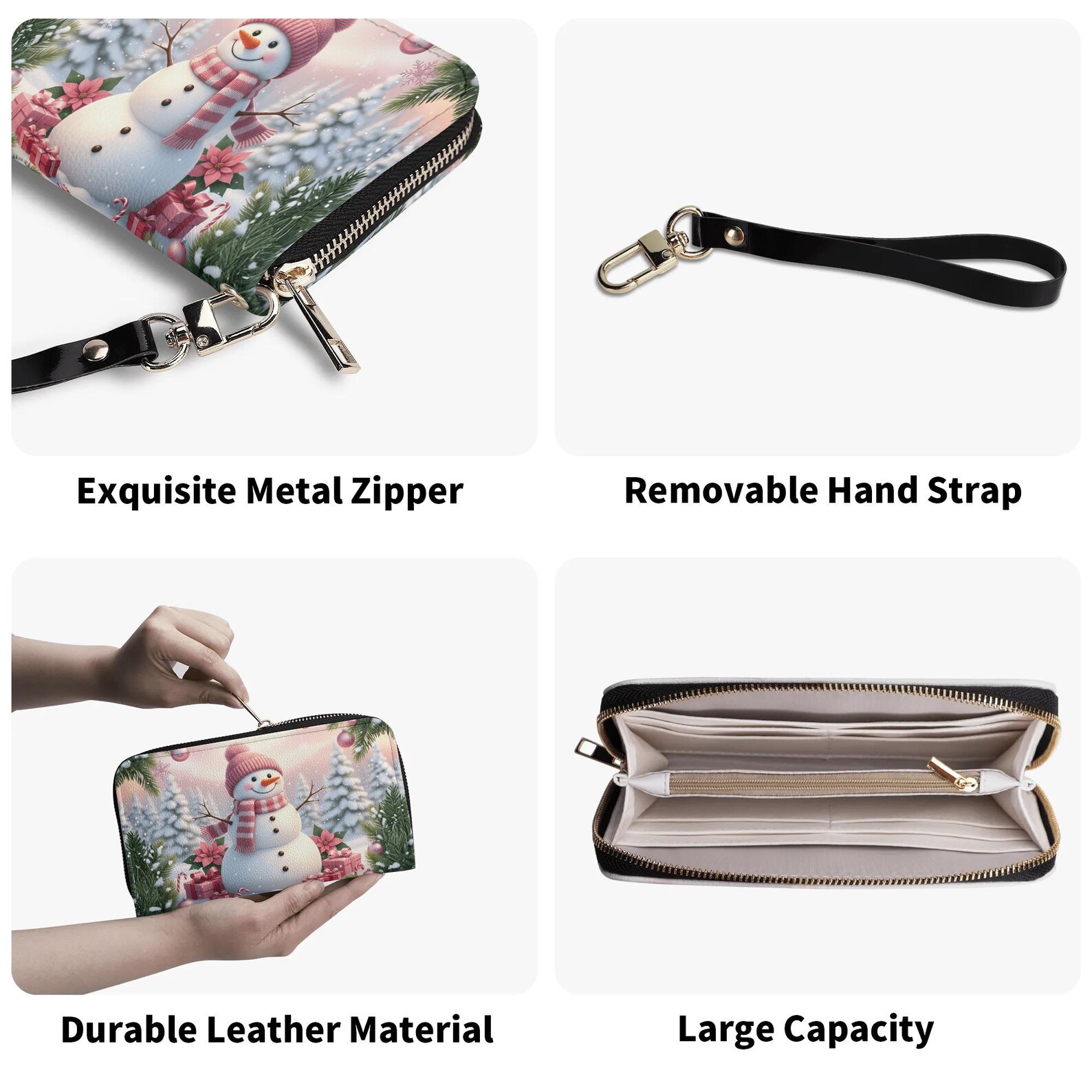 Snowman Design Ladies Handbag With Removable Strap, Christmas Faux ...
