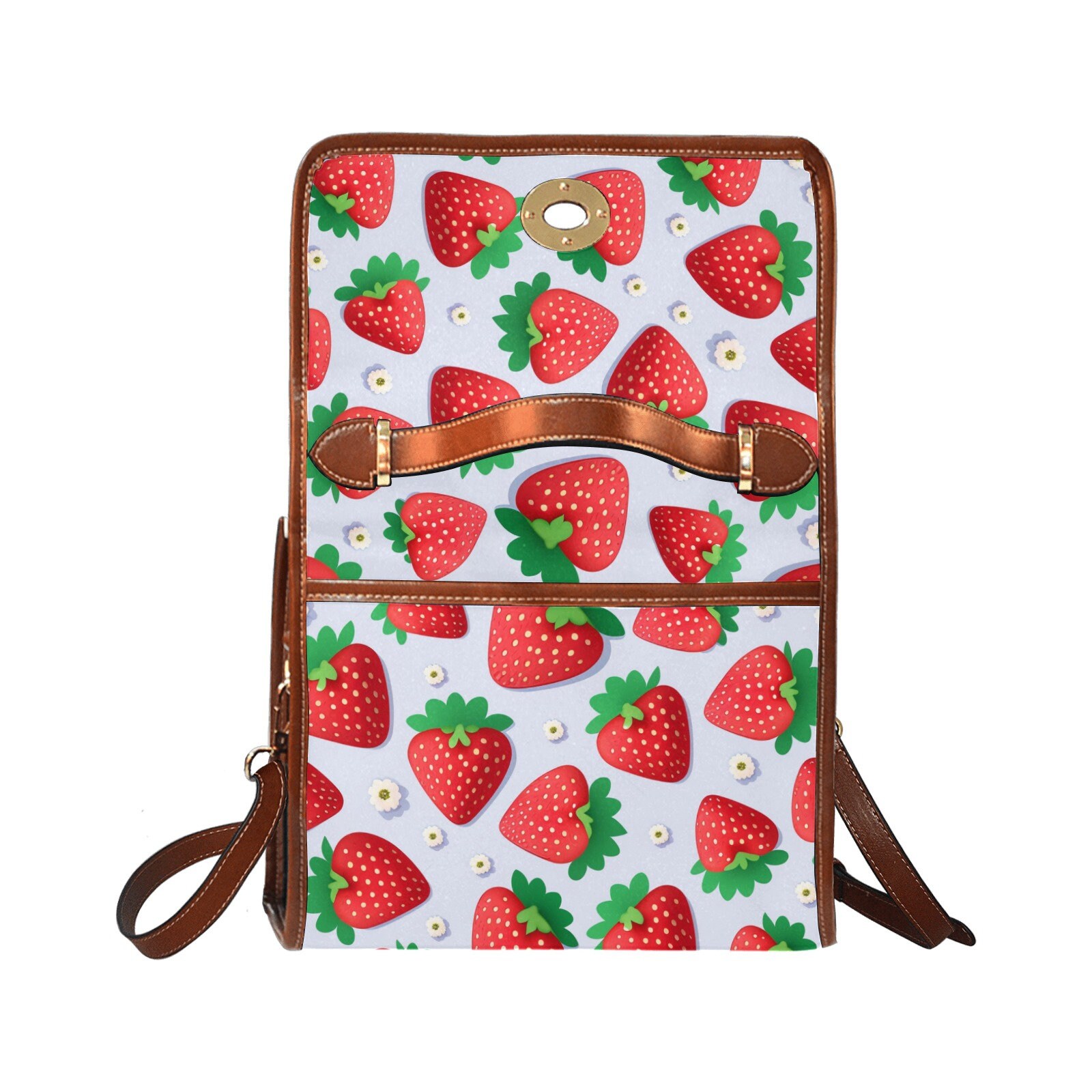 Strawberry Print Handbag, Strawberry Print Purse, Canvas Handbag, Small ...
