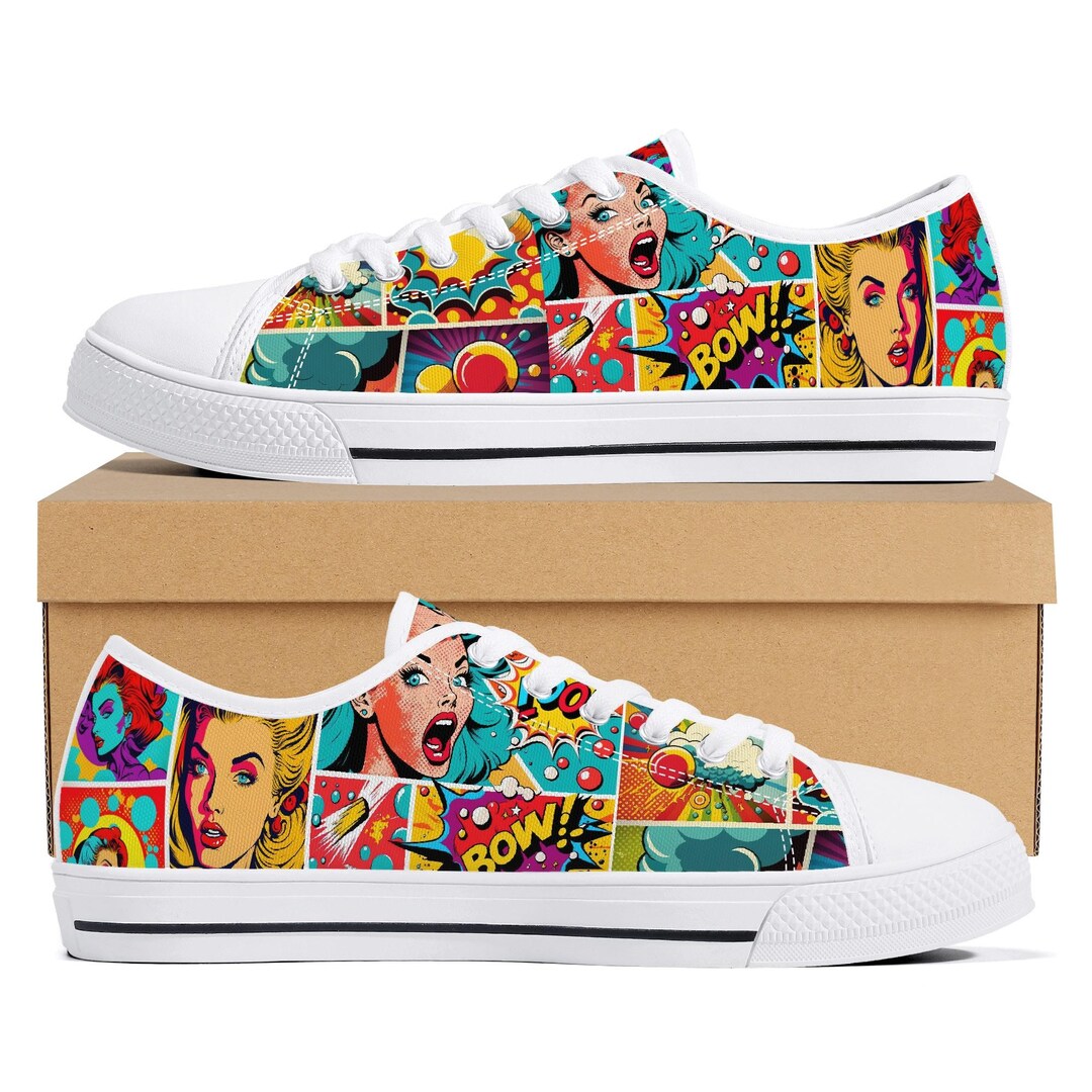 Pop Art Shoes Retro-chic Sneakers Unique Print Canvas Shoes ...