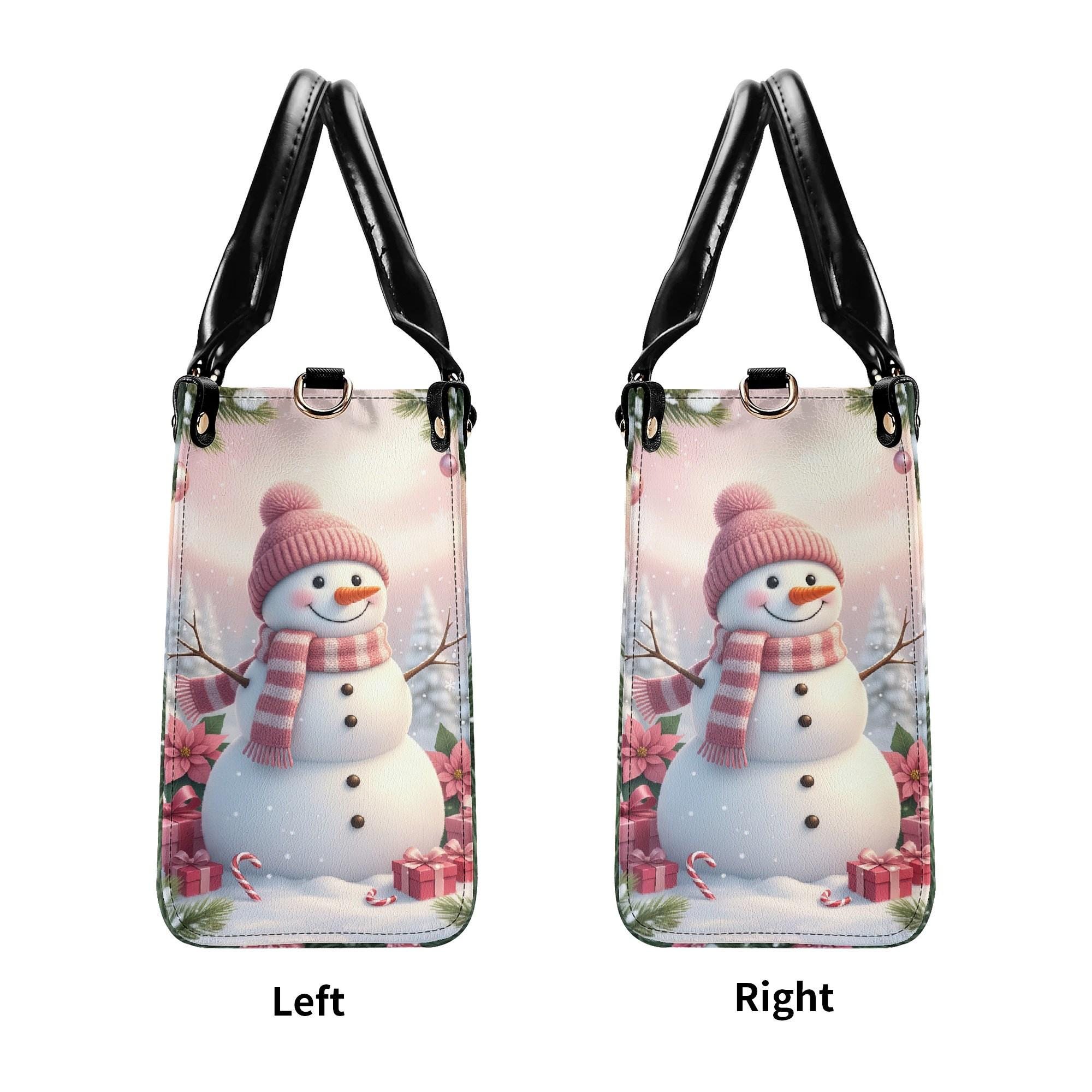 Snowman Design Ladies Handbag With Removable Strap, Christmas Faux ...
