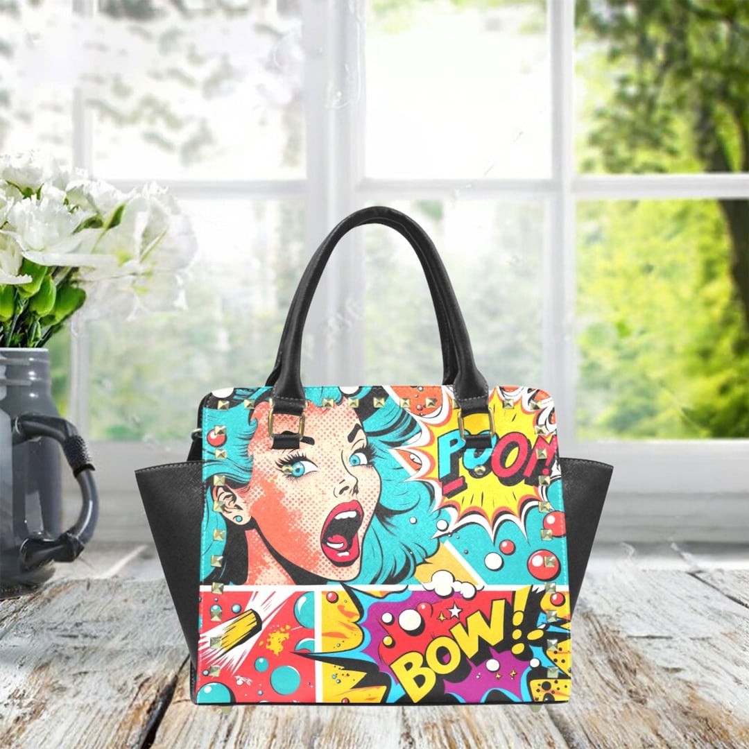 Pop Art Handbag, Retro-chic Purse, Unique Print Bag, Trendsetter ...