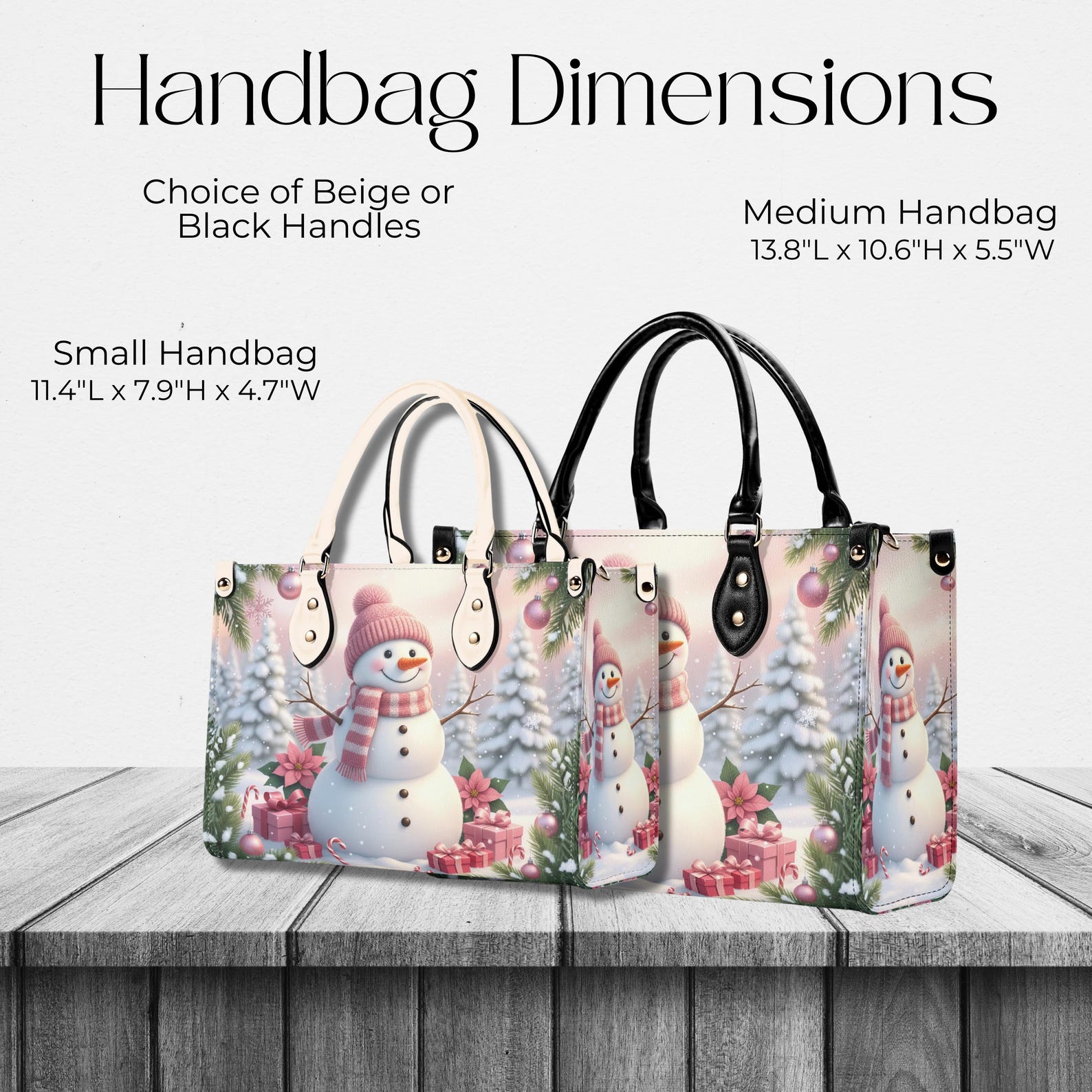 Snowman Design Ladies Handbag With Removable Strap, Christmas Faux ...