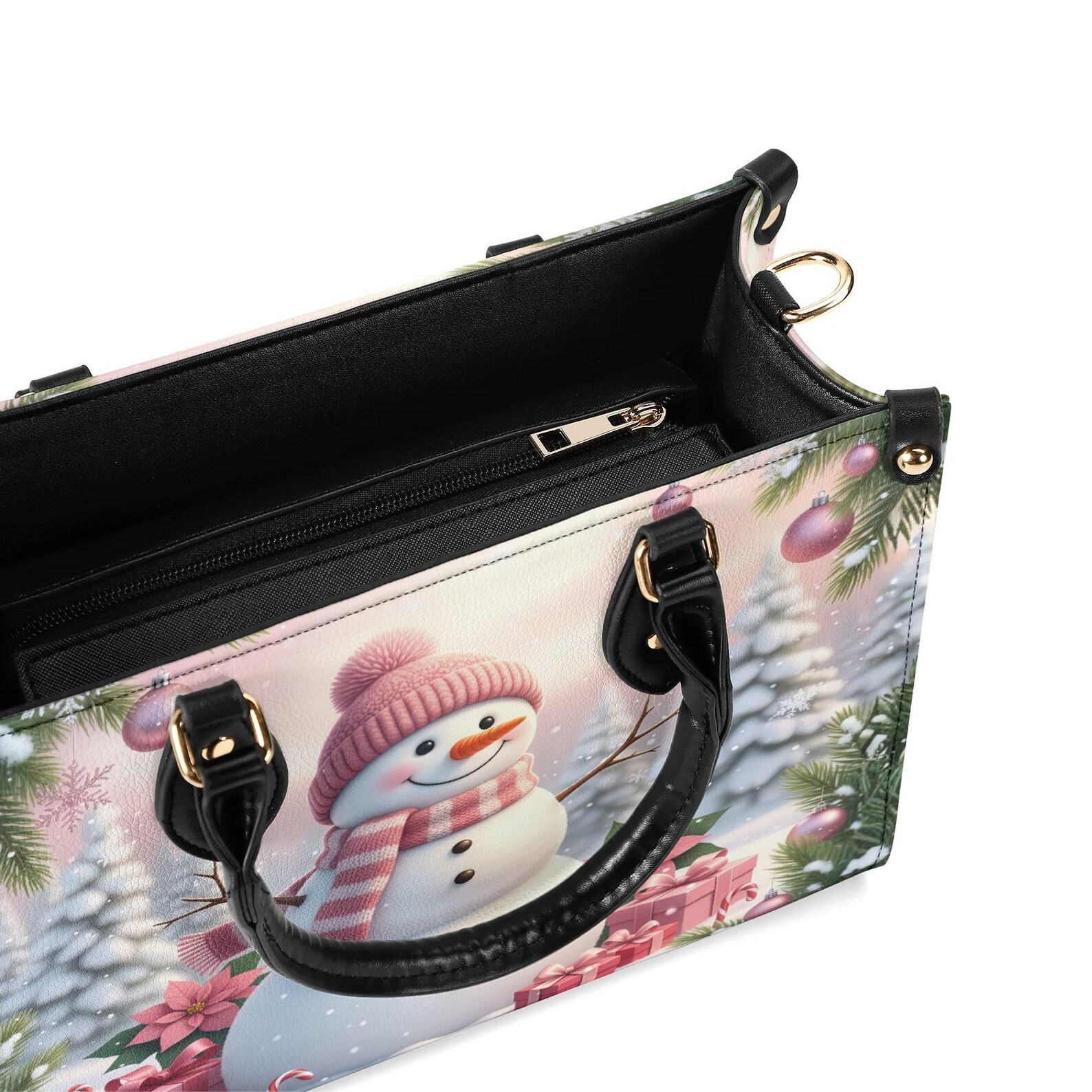 Snowman Design Ladies Handbag With Removable Strap, Christmas Faux ...