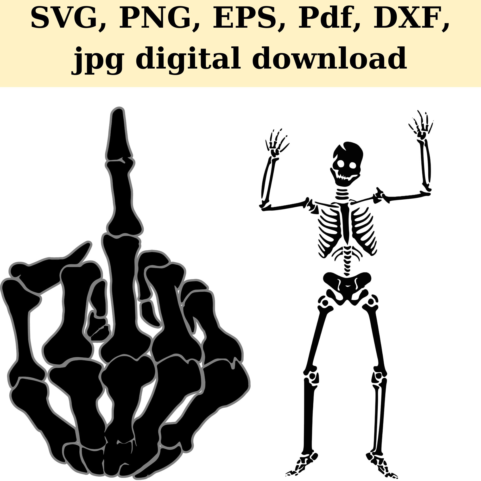Skeleton Middle Finger Skeleton Parts SVG PNG EPS Pdf - Etsy