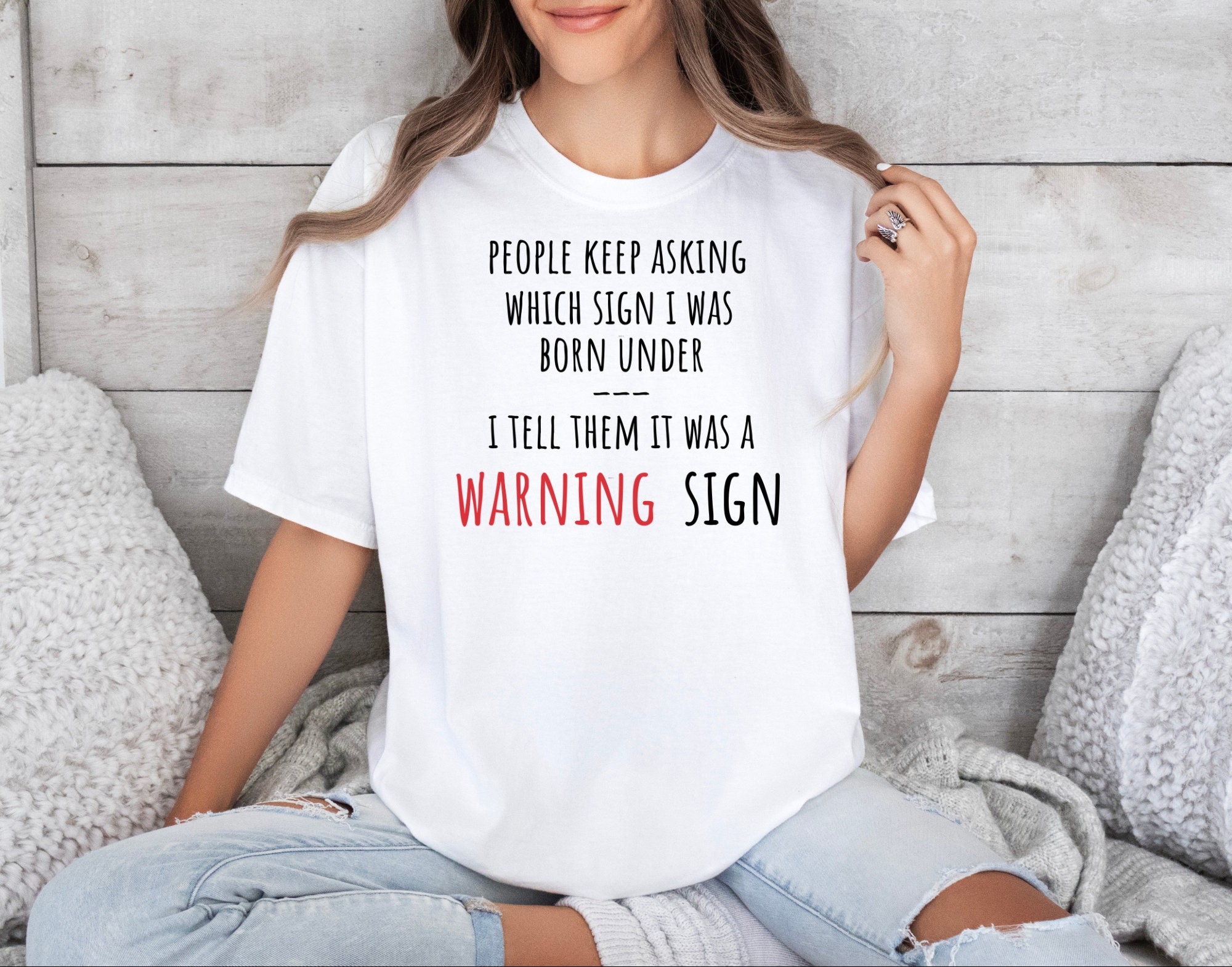 Born Under a Warning T-shirt, Funny Saying Shirt, Funny Women Shirt ...