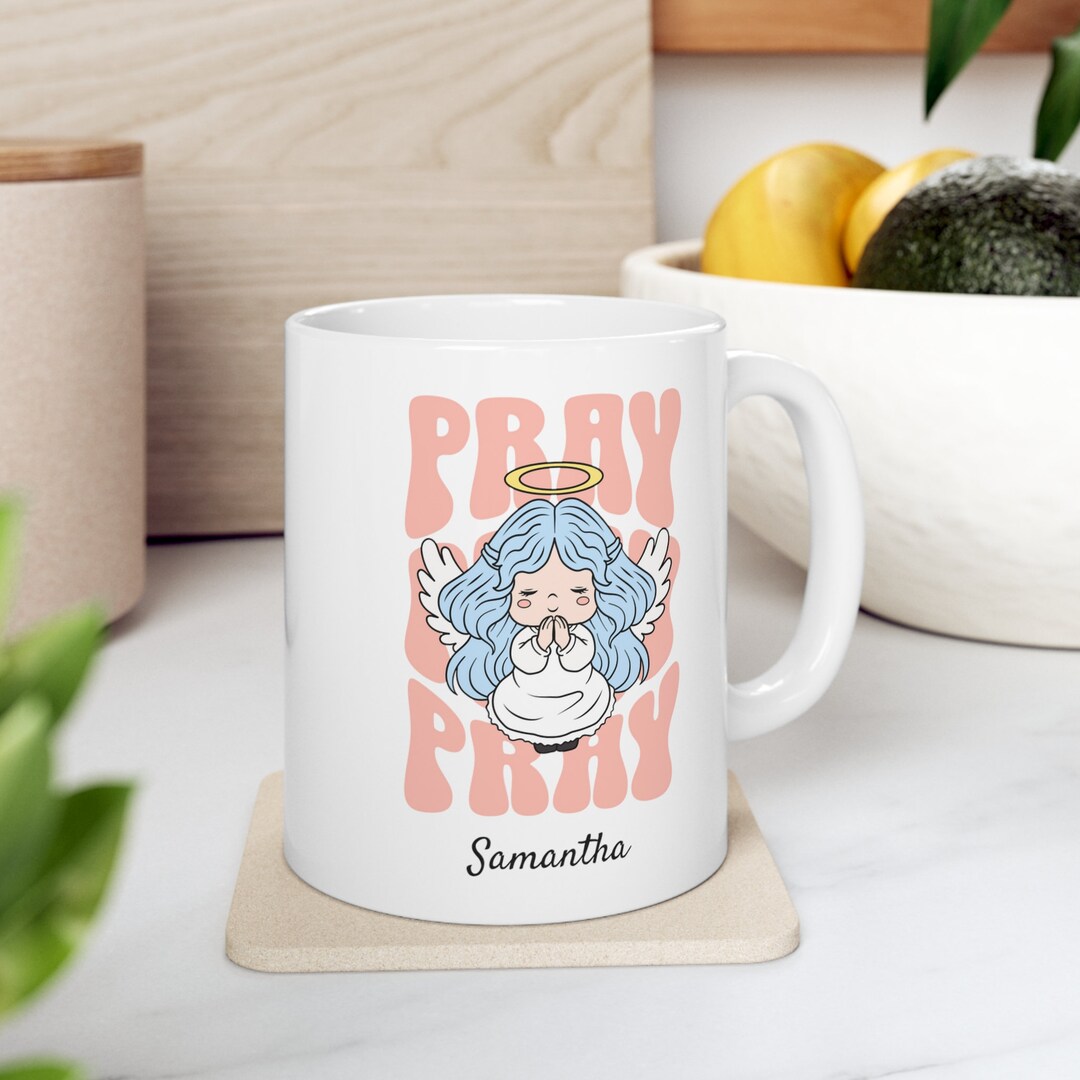 Personalized Praying Angel Mug, Faith Based Gift, Customized Friend ...