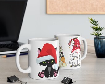 Cute Cat Christmas Mug, Cat Christmas Tree, Christmas Cat Gift, Funny ...