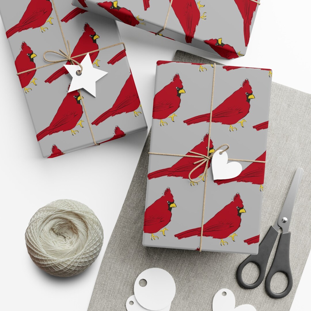 Red Cardinal Wrapping Paper Cardinal Gift Wrap Paper Red Cardinal Gift ...