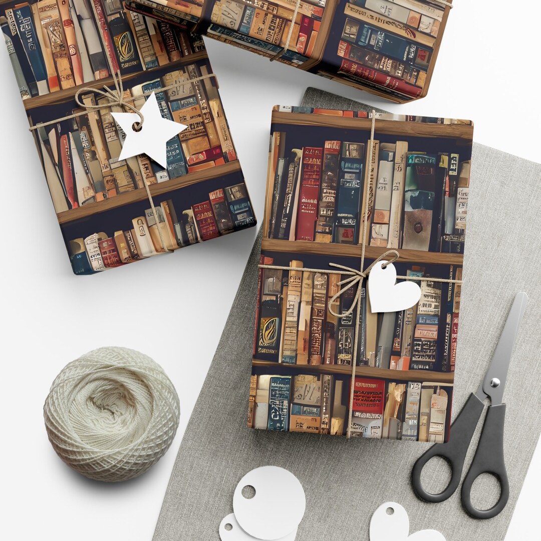 Antique Library Books Gift Wrap Paper Book Lover Gift Wrap Pretty ...