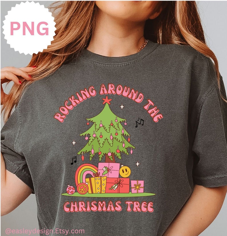 Rocking Around the Christmas Tree Png, Groovy Christmas - Etsy