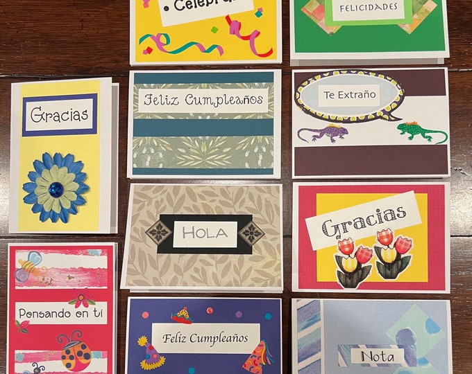 Spanish Handmade Greeting Cards - Set of 10 With Envelopes, Greeting ...