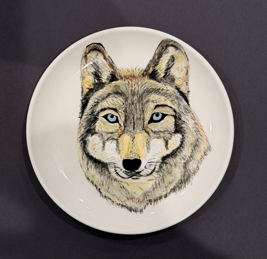 Wolf Plate, Hand Drawn/ Painted (original Art) - Etsy