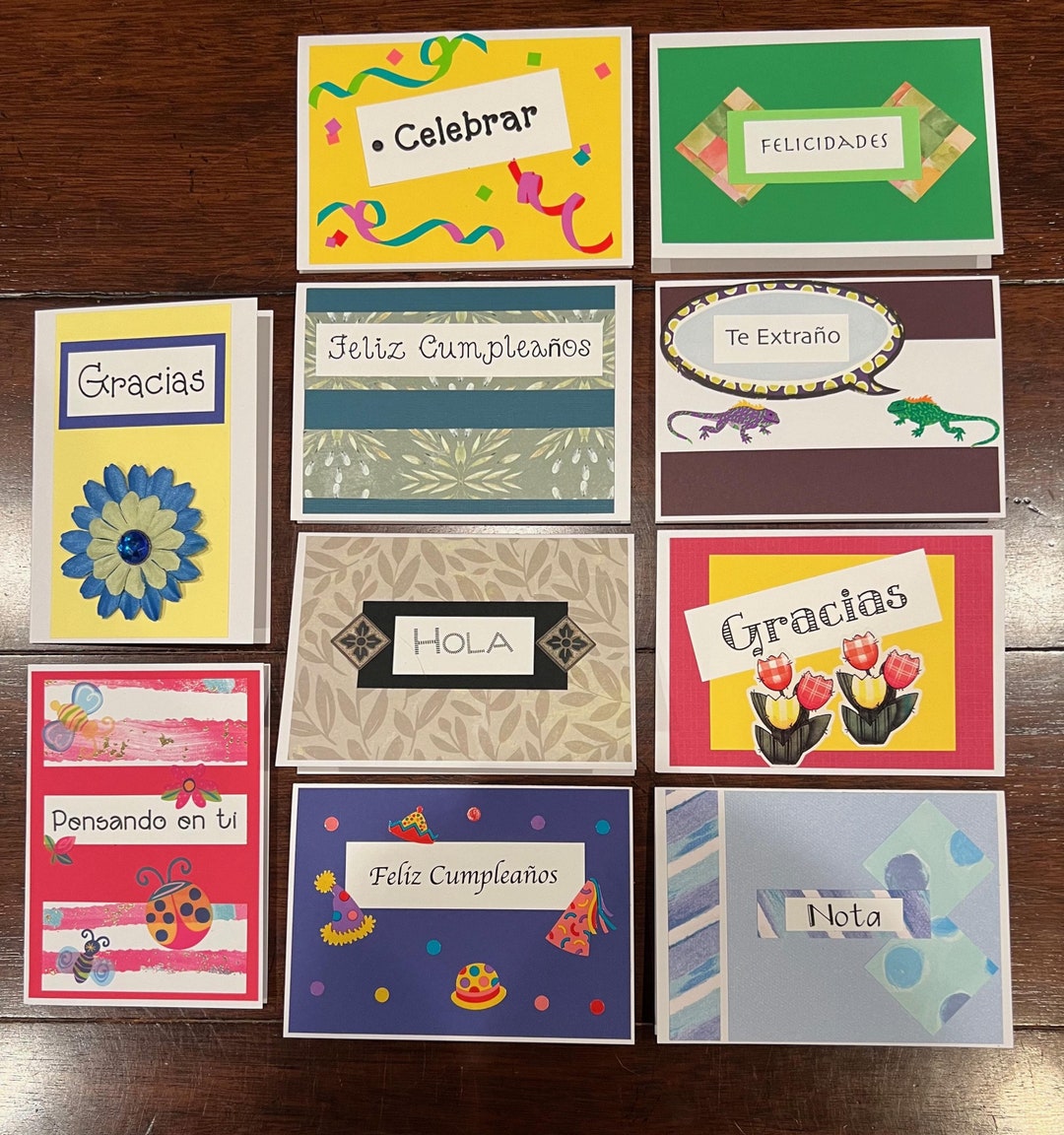 Spanish Handmade Greeting Cards - Set of 10 With Envelopes, Greeting ...