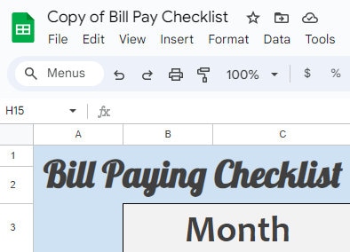 Google Sheets Bill Paying Checklist, Monthly Budget Tracking & Planner ...