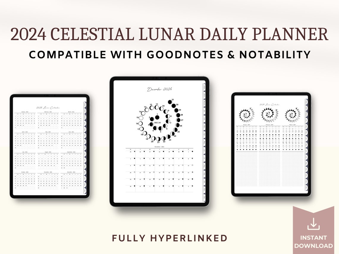 Digital Lunar Celestial Planner for Goodnotes and Notability | Daily ...