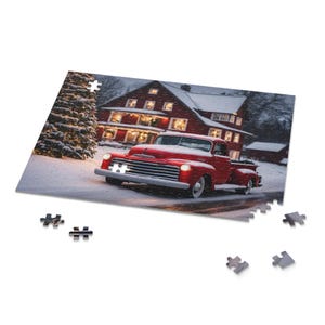Puzzle, Classic Red Truck and Christmas Lights, Jigsaw, 120, 252, 500 ...