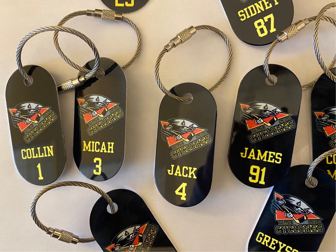 Personalized Player Metal Bag Tag. Team Bag Tag. Team Color. Team Logo ...