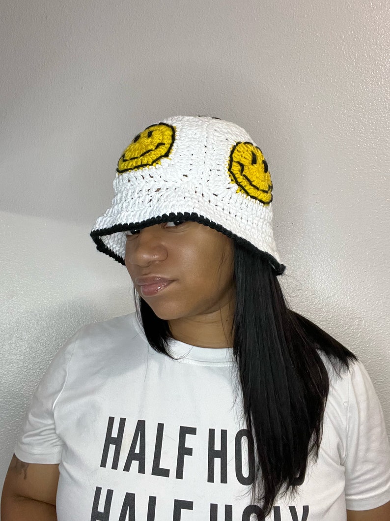 Smiley Face Crochet Bucket Hat - Etsy