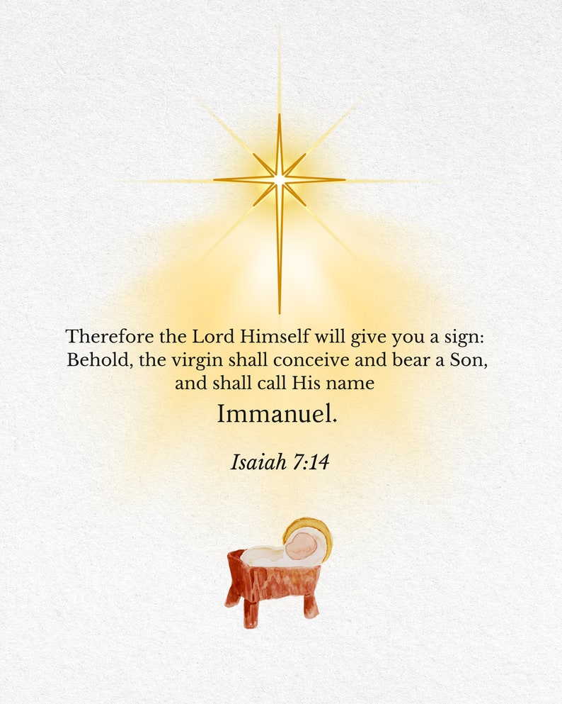 Christmas Printable, Isaiah 7:14, Immanuel Verse, Home Decor, Happy ...