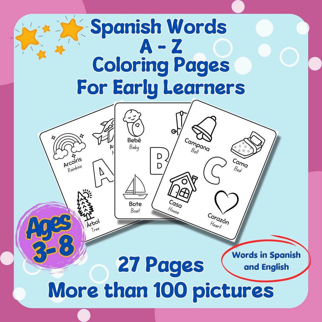 Spanish Words A - Z Coloring Pages, Printable Coloring Pages, Spanish ...