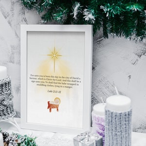 Christmas Printable, Luke 2:11-12, Manger Verse, Home Decor, Happy ...