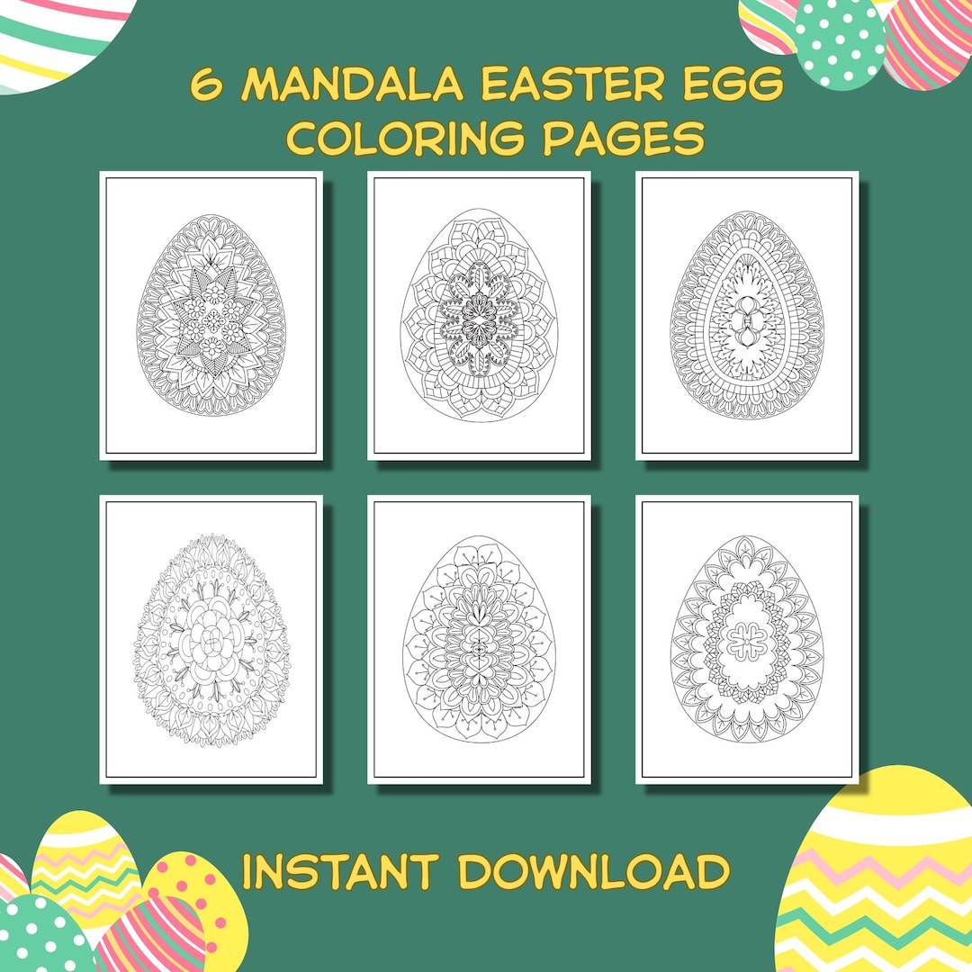 6 Easter Mandala Egg Coloring Pages, Printable Easter Coloring Pages ...
