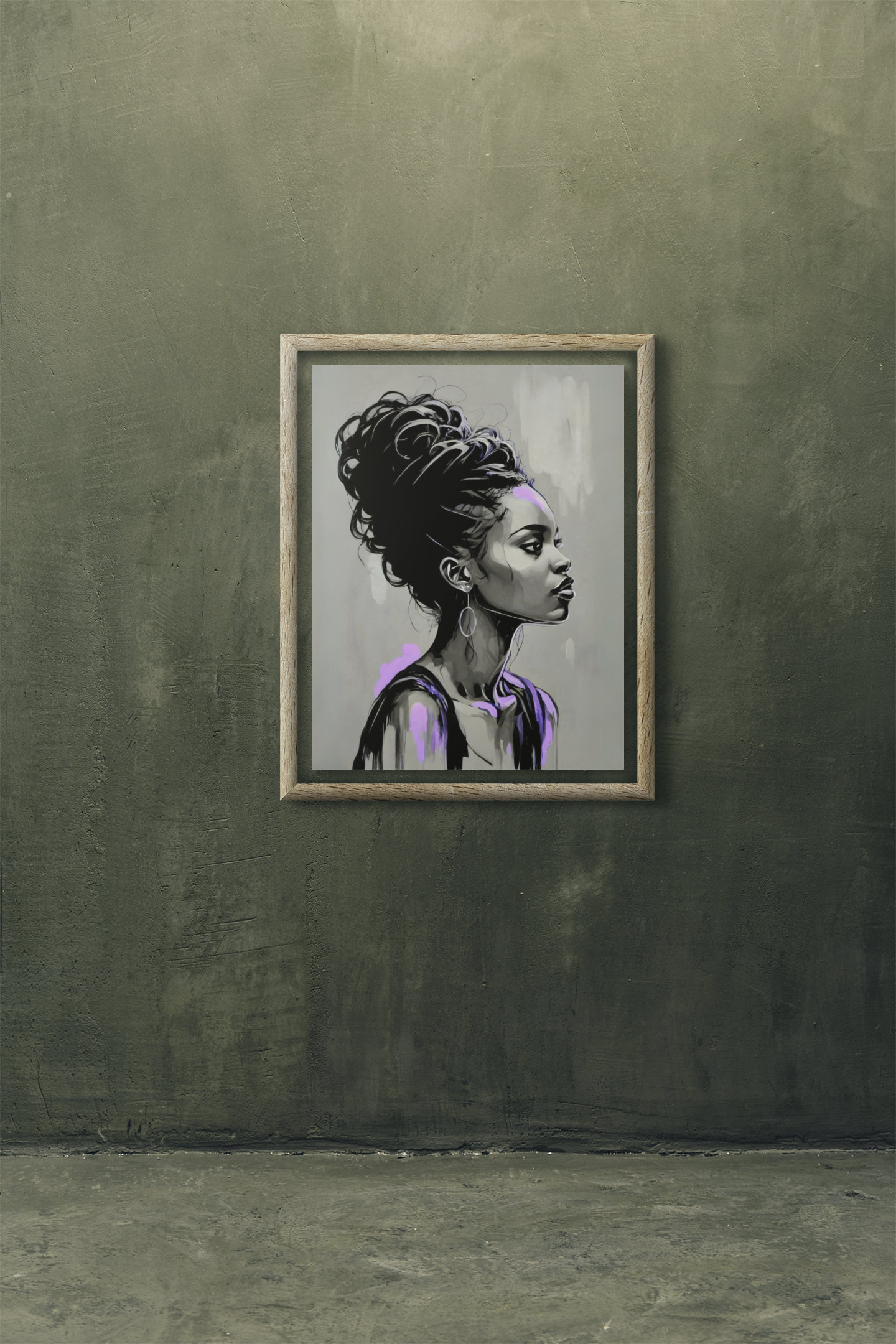 Ebony Portrait, Profile Portrait of an Elegant Black Woman, Digital ...