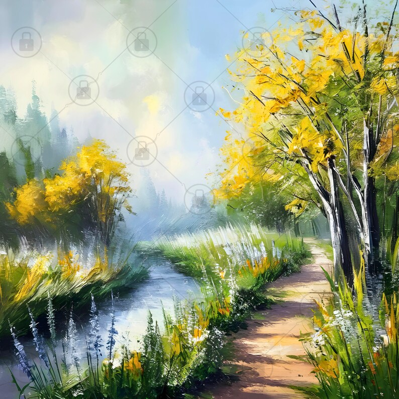 Divergent Path, Landscape, Watercolor Digital Wall Art, Digital ...