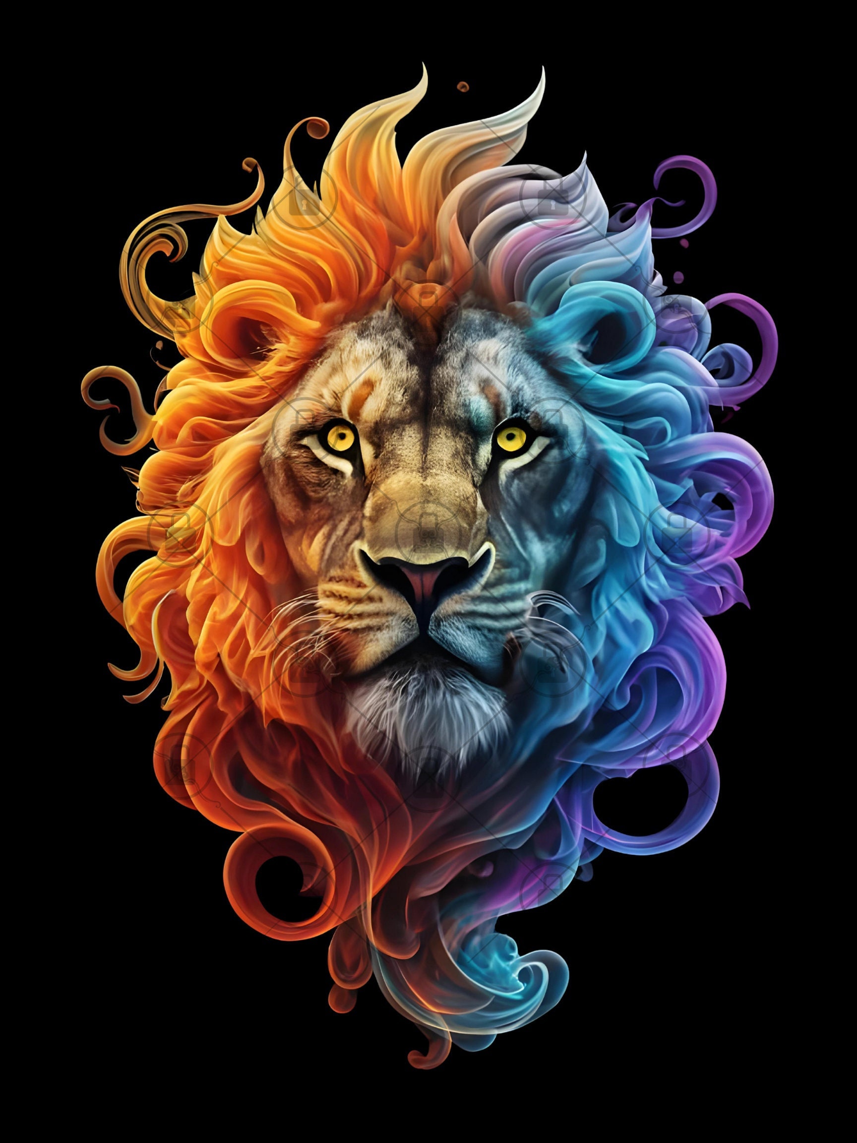 Colored Lion SVG/PNG Digital Download, High Resolution Quality ...