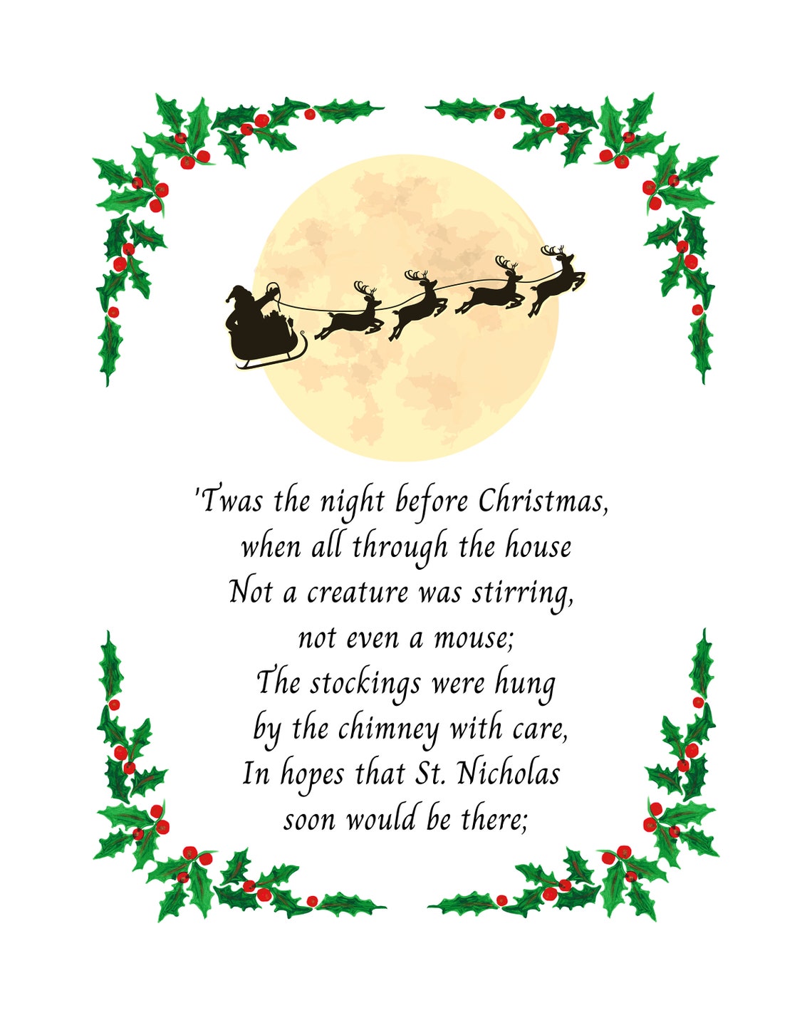 The Night Before Christmas, Christmas Printable, Home Decor, Happy ...