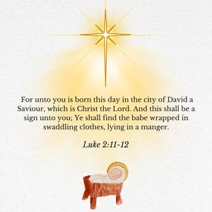 Christmas Printable, Luke 2:11-12, Manger Verse, Home Decor, Happy ...