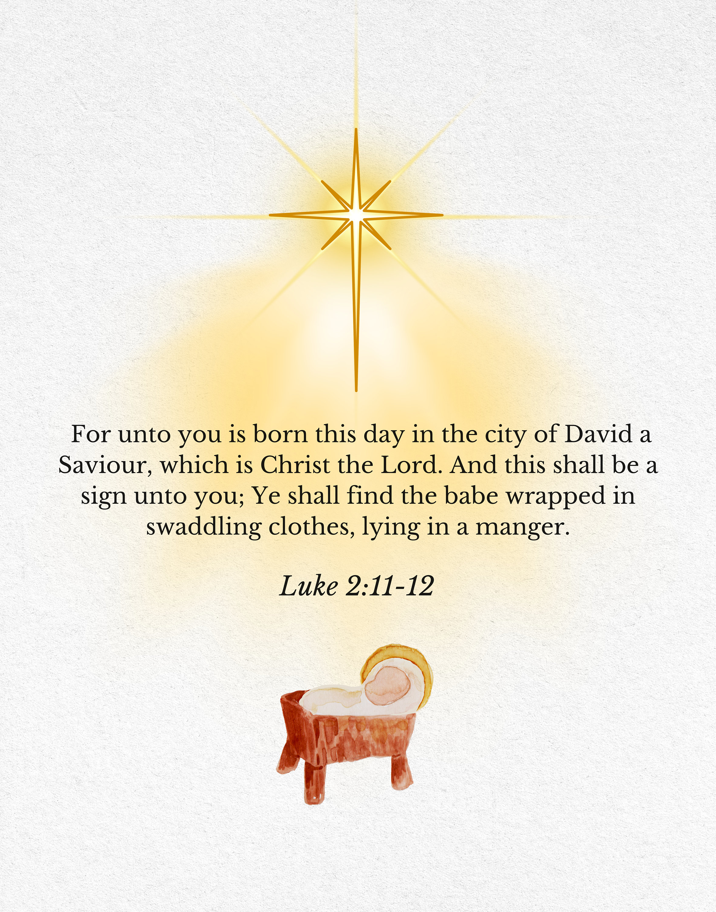 Christmas Printable, Luke 2:11-12, Manger Verse, Home Decor, Happy ...