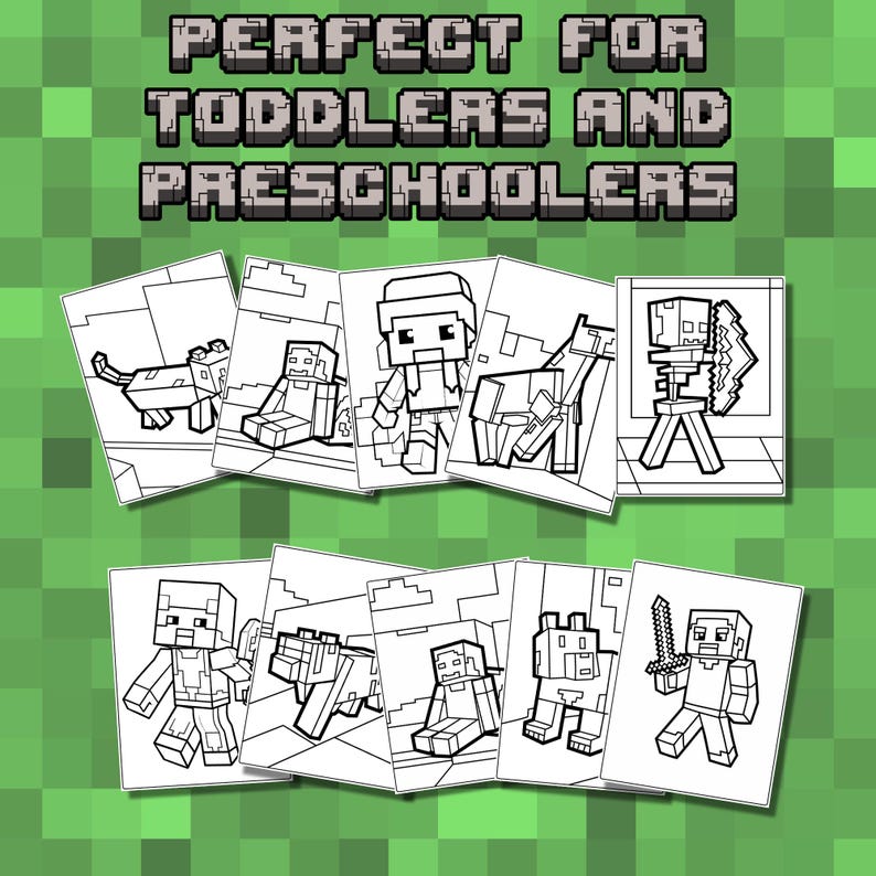 24 Printable Minecraft Inspired Bold Line Coloring Pages for Toddlers ...