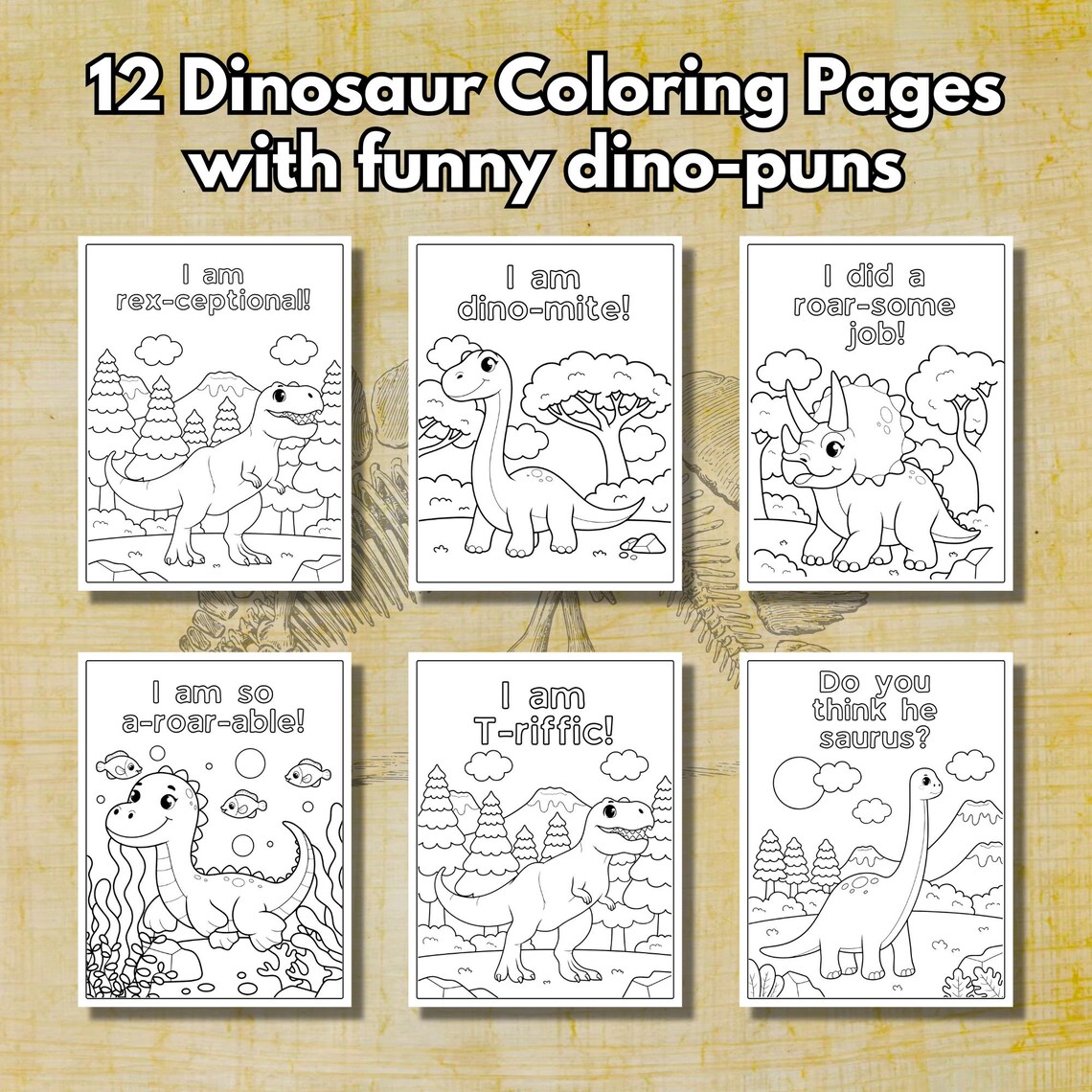 12 Dinosaur Coloring Pages, Dinosaur Coloring Pages, Kids Printable ...
