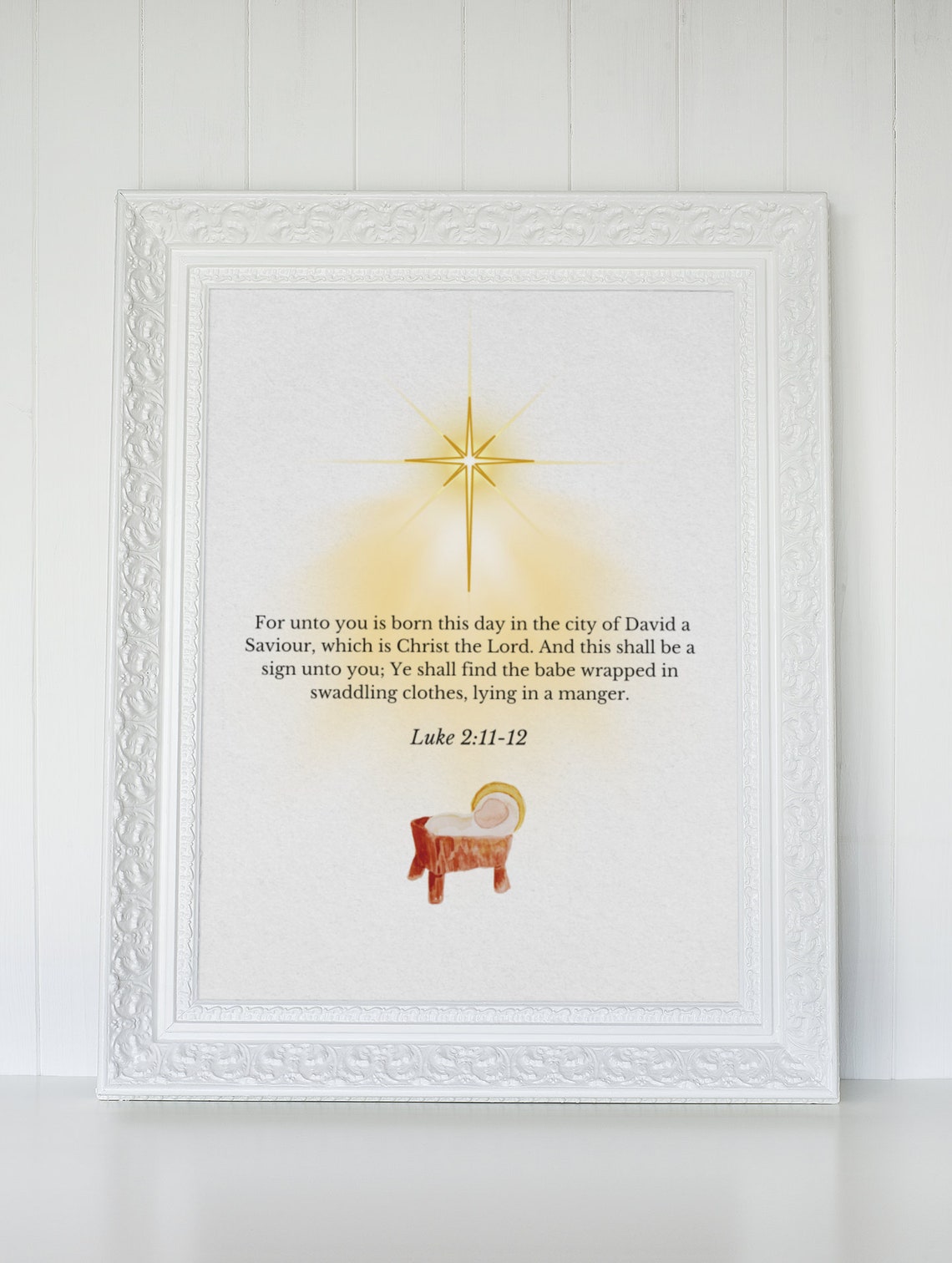 Christmas Printable, Luke 2:11-12, Manger Verse, Home Decor, Happy ...