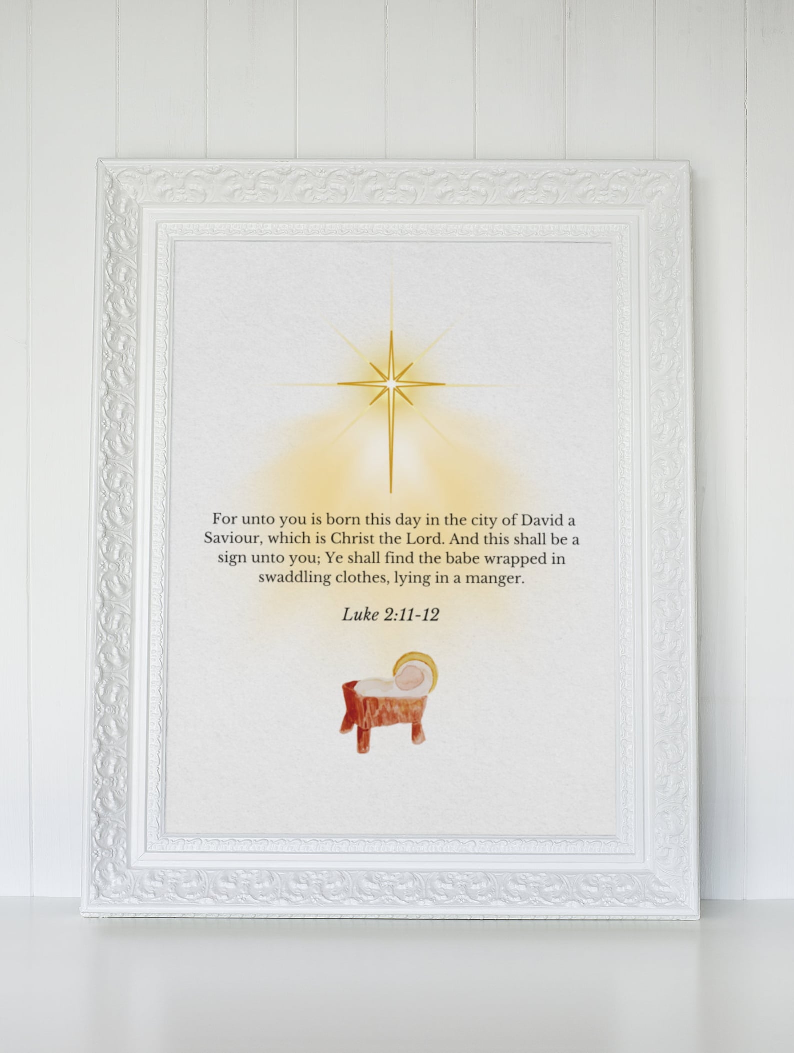 Christmas Printable, Luke 2:11-12, Manger Verse, Home Decor, Happy ...
