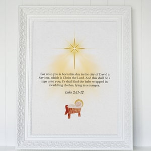 Christmas Printable, Luke 2:11-12, Manger Verse, Home Decor, Happy ...